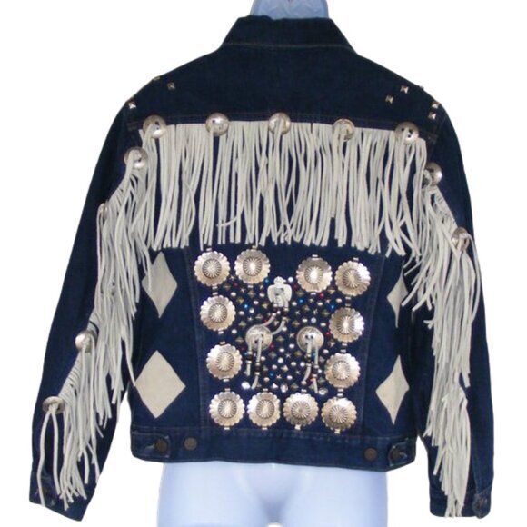 Vintage | Jackets & Coats | Vintage Denim Jacket S Suede Fringe ...